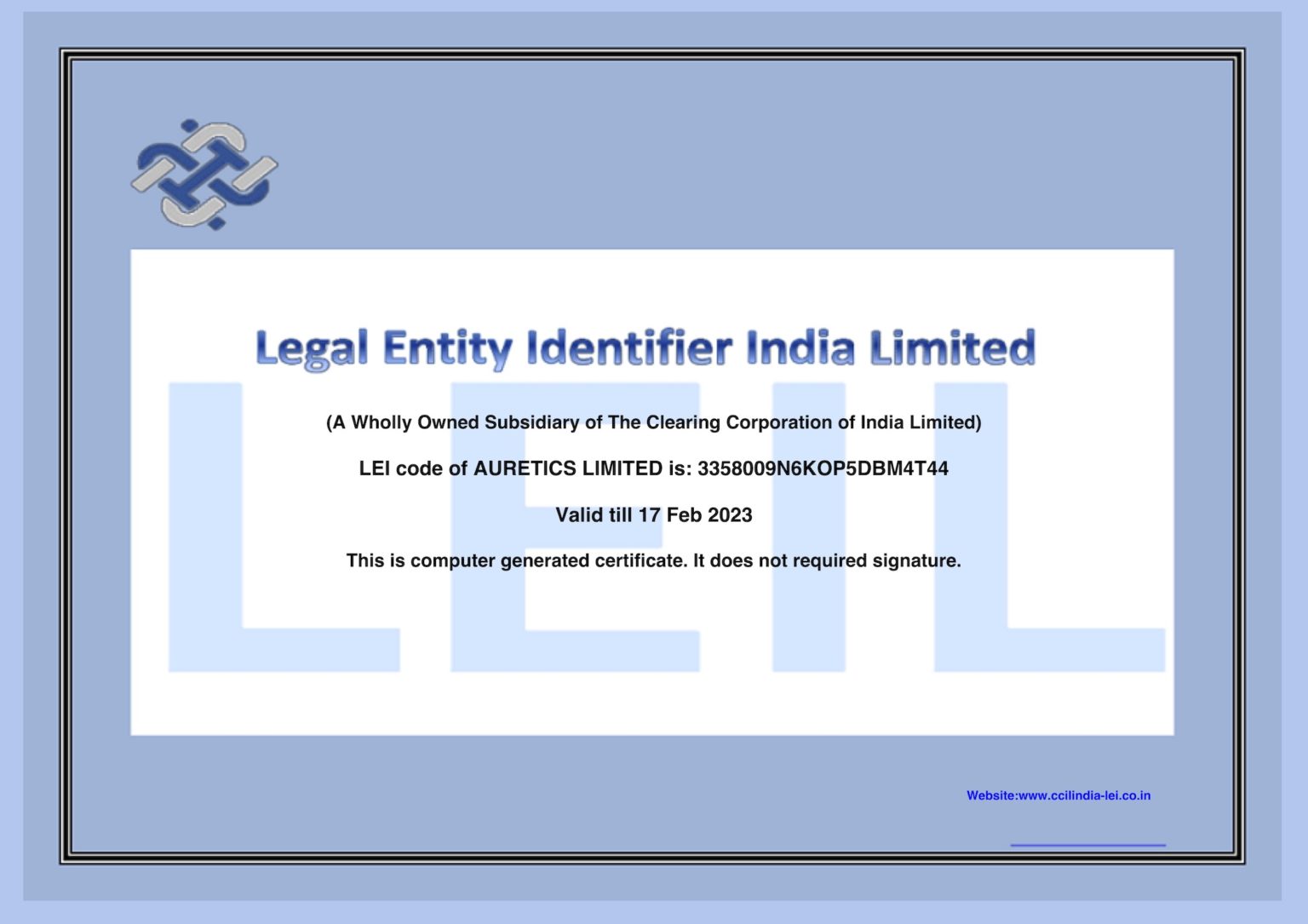 Legal, Certifications - Auretics Ltd.